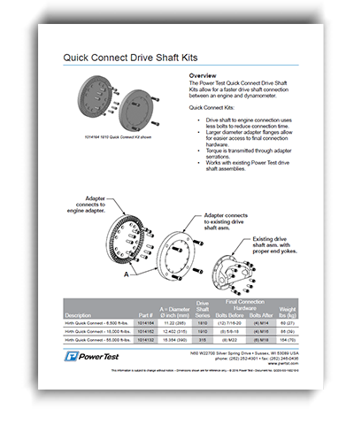 Quick Connect Drive Shaft Kits - Power Test Dynamometer